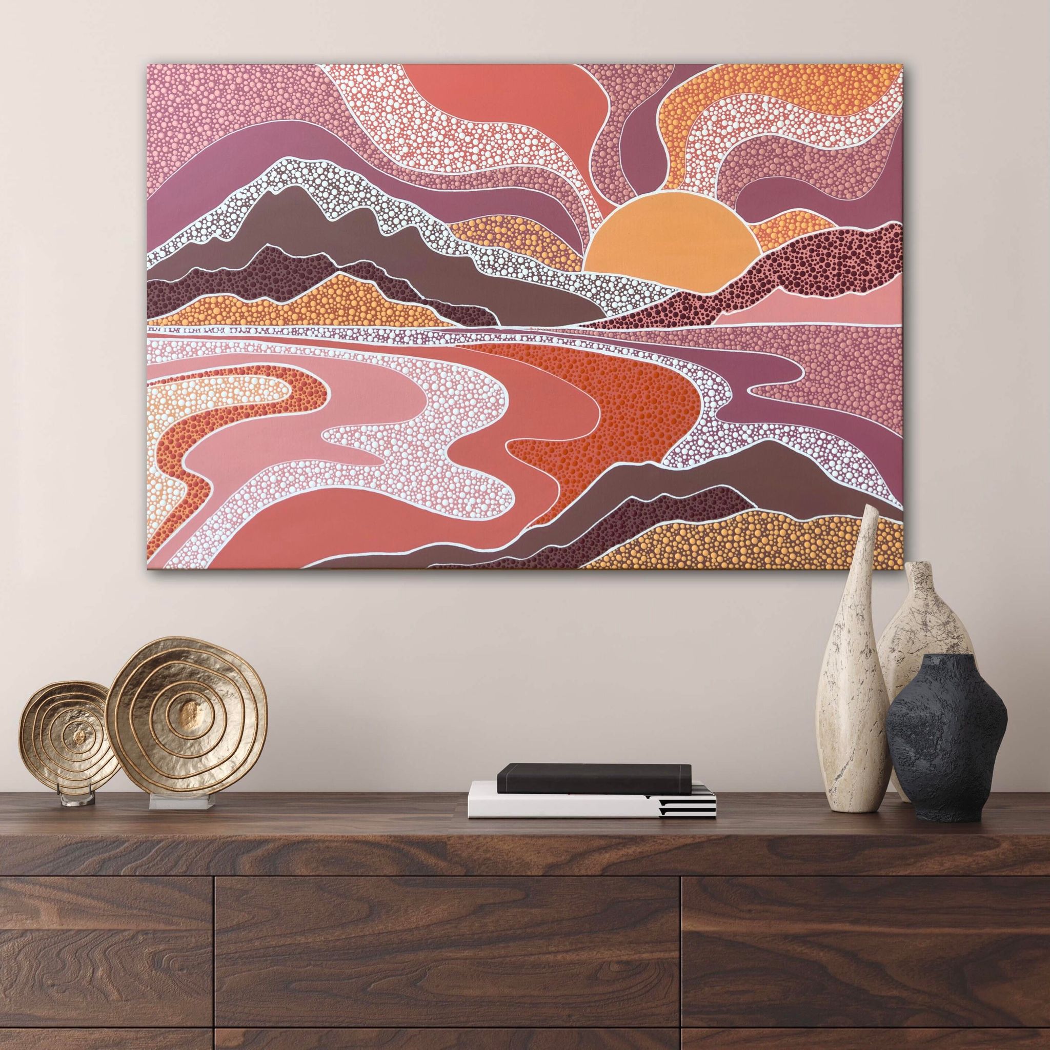 SUNSET LAKE - Unique & Original Hand Painted Artworks | Nikki Silk ...